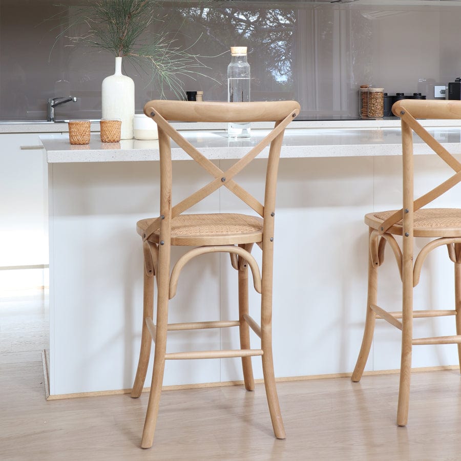 Cross Back Counter Stool Natural | Black Mango – Black Mango Interiors