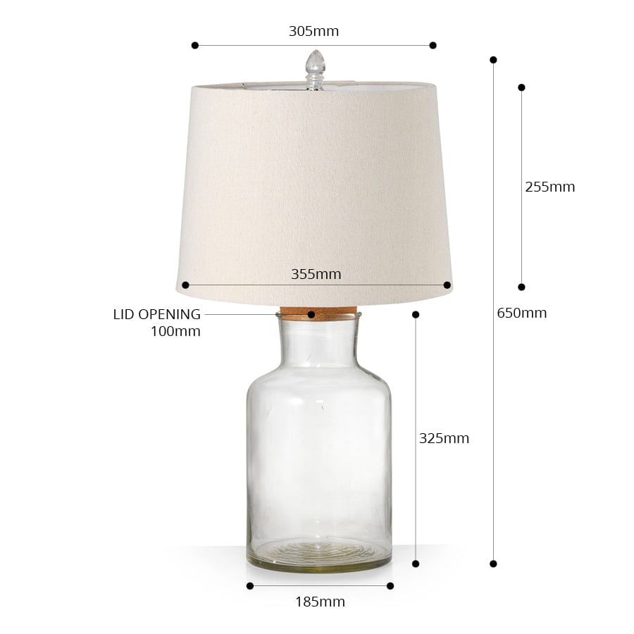 Fillable Glass Jar Table Lamp With Oatmeal Shade Medium 65cm | Black ...