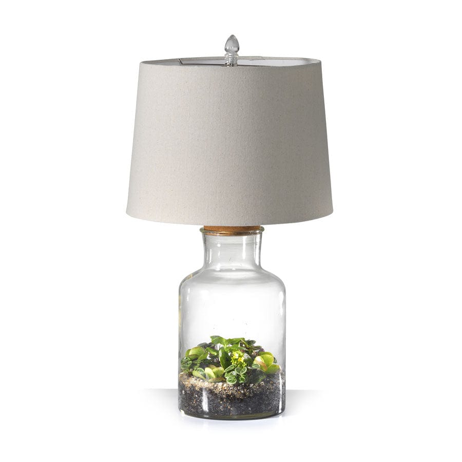 Fillable Glass Jar Table Lamp With Oatmeal Shade Medium 65cm | Black Mango