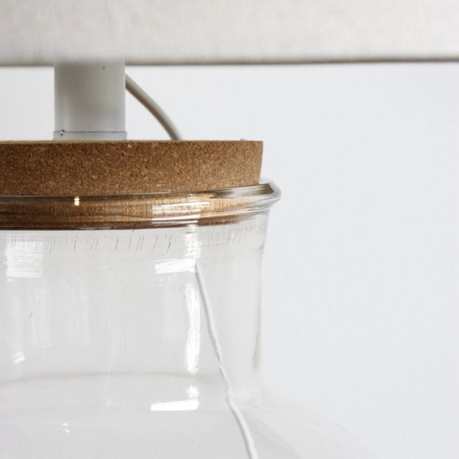 Fillable Glass Jar Table Lamp With Oatmeal Shade Medium 65cm | Black ...