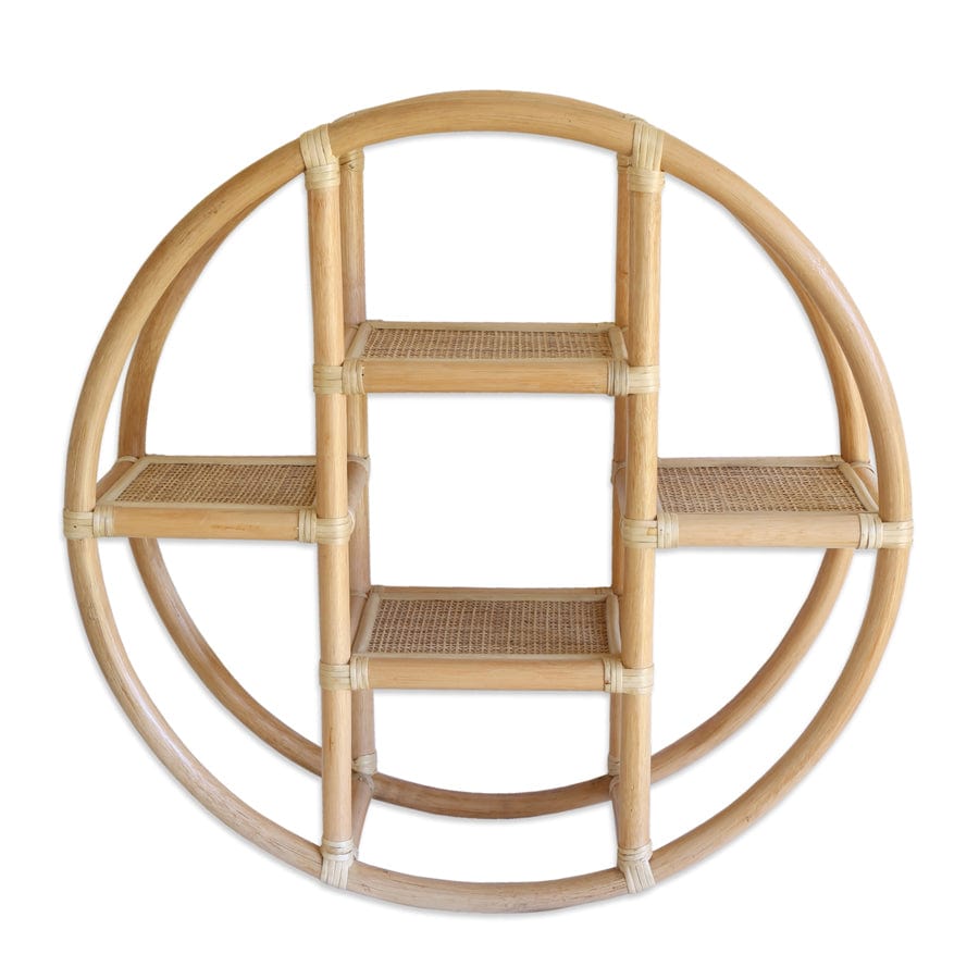 Marni Round Rattan Hanging Shelf 70cm Cross Shelves | Black Mango ...