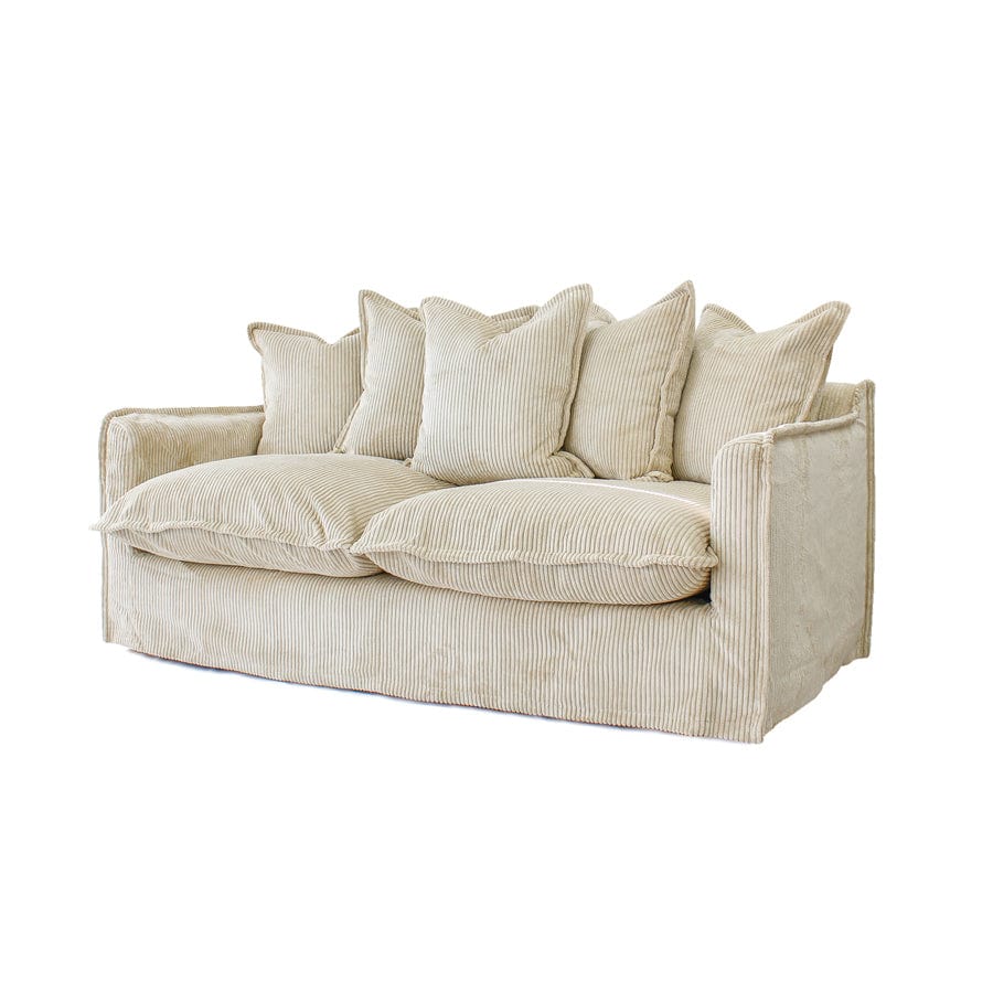 The Cloud 2 Seater Sofa with Almond Corduroy Slipcover | Black Mango ...